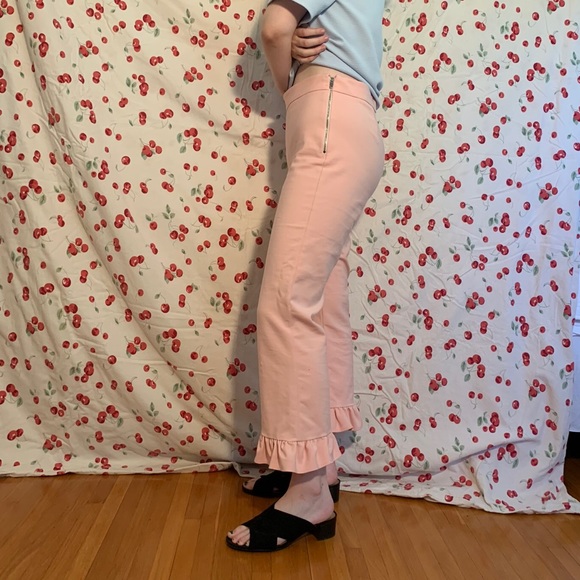 Zara | Pants & Jumpsuits | Pink Ruffle Hem Pants | Poshmark